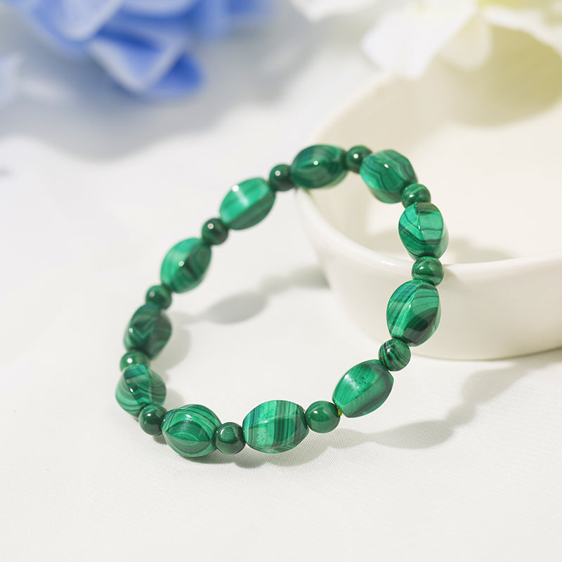 Artisanal Malachite Faceted Barrel Crystal Beaded Bracelets – ORVEL GEMS