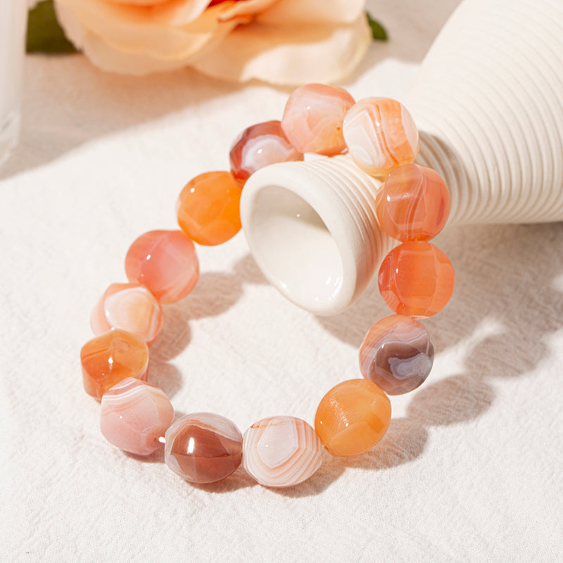 Textured Botswana Agate Barrel Crystal Healing Bracelet – ORVEL GEMS